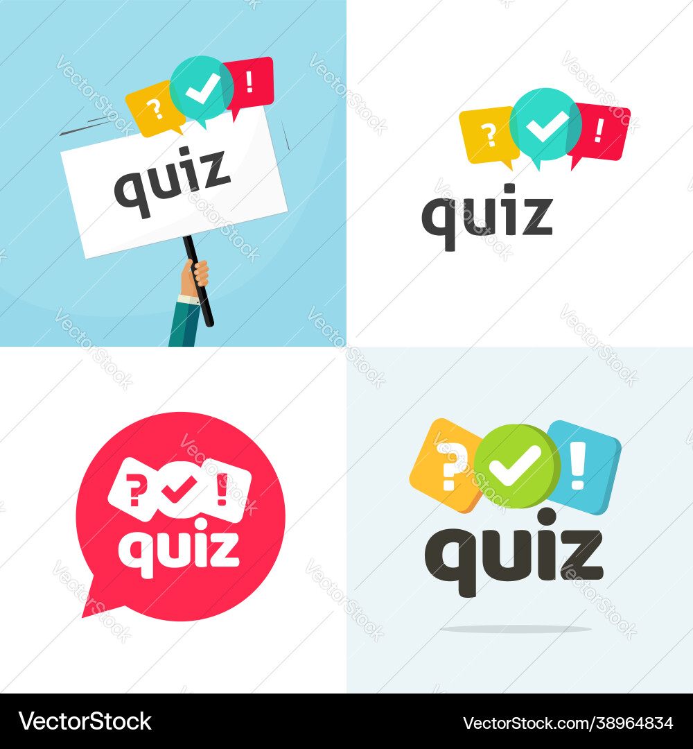 Test quiz logo icon flat cartoon Royalty Free Vector Image