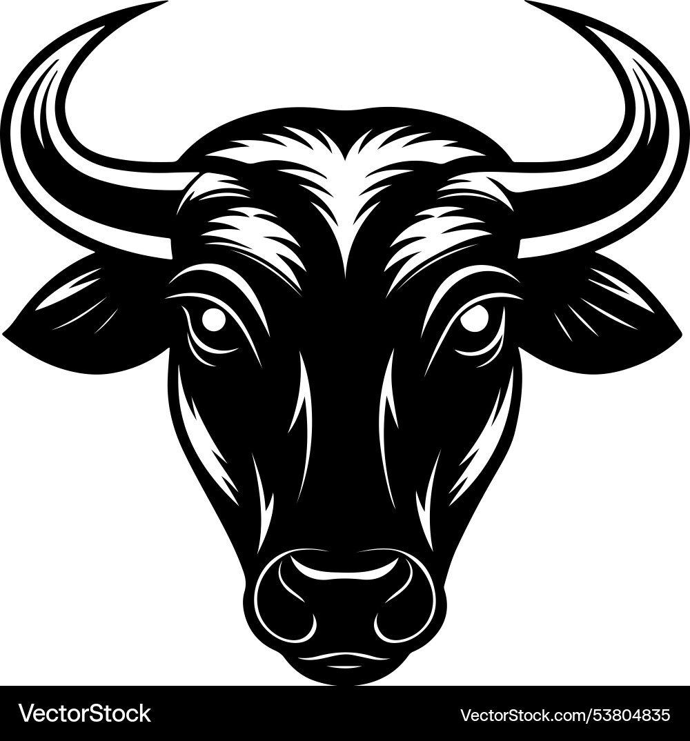 A minimalist bull head logo design Royalty Free Vector Image