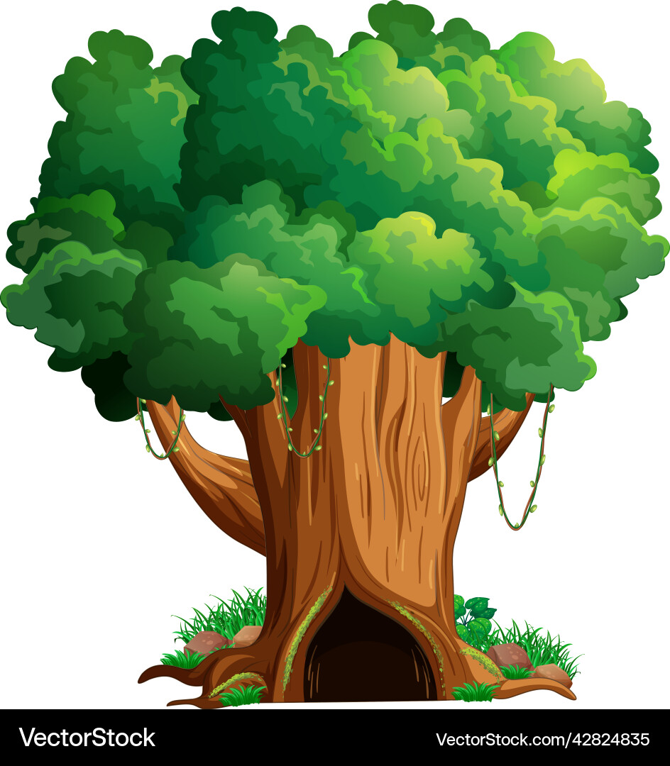 Big tree isolated cartoon Royalty Free Vector Image
