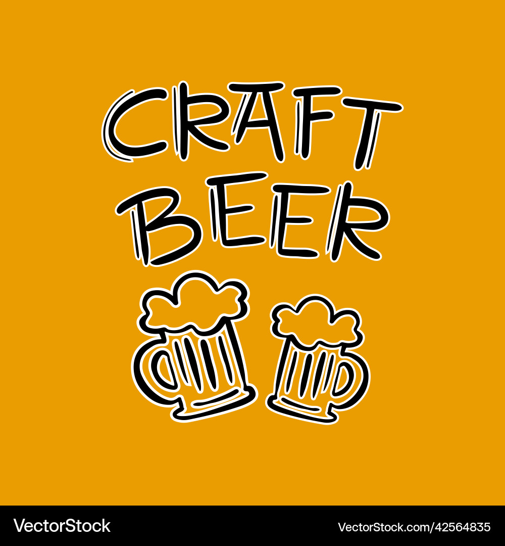 Craft beer style drink lettering mugs Royalty Free Vector