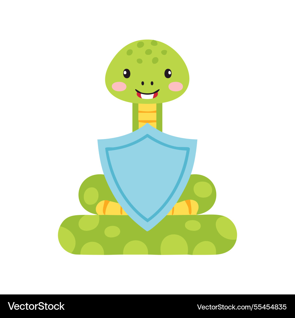 Cute snake with shield Royalty Free Vector Image