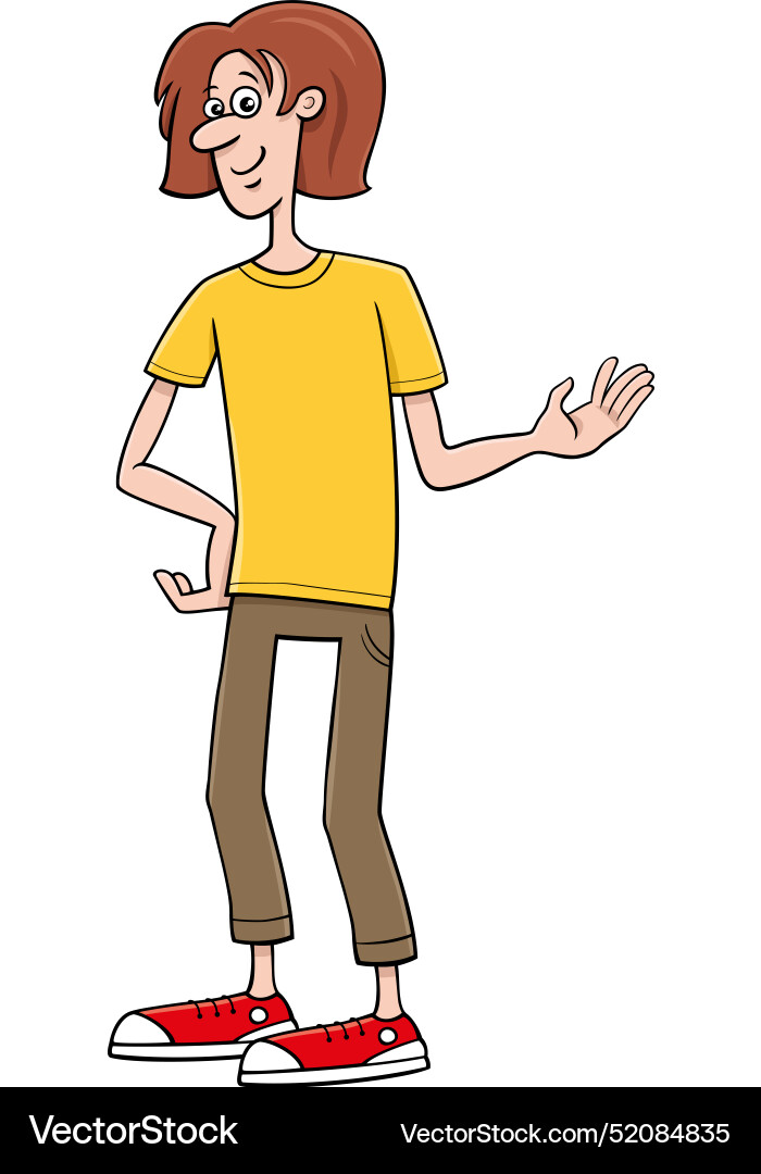 Happy cartoon young man or guy comic character Vector Image