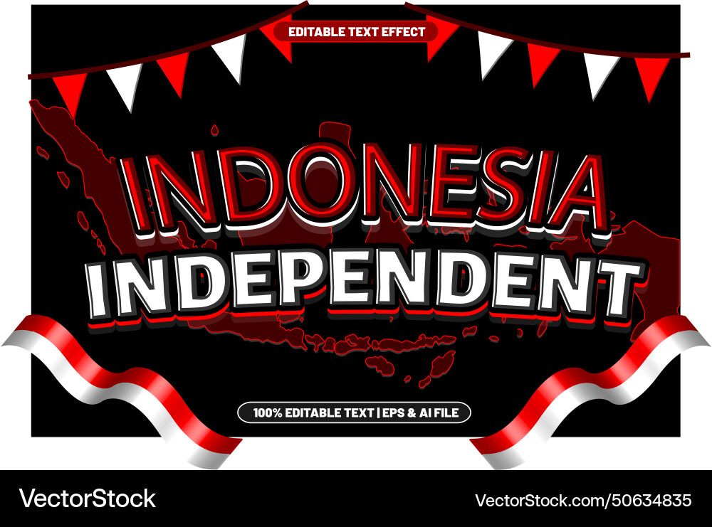 Indonesia independent editable text effect modern Vector Image