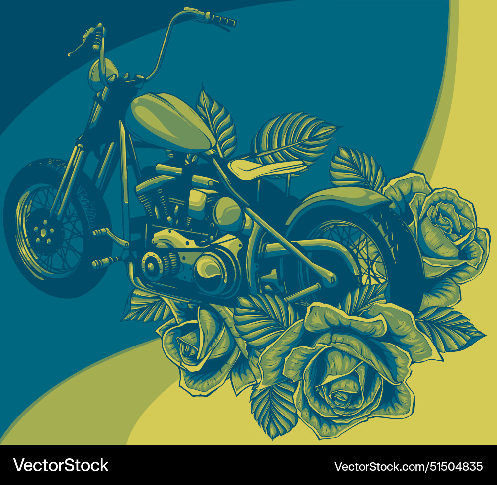 Motorcycle bike with roses Royalty Free Vector Image
