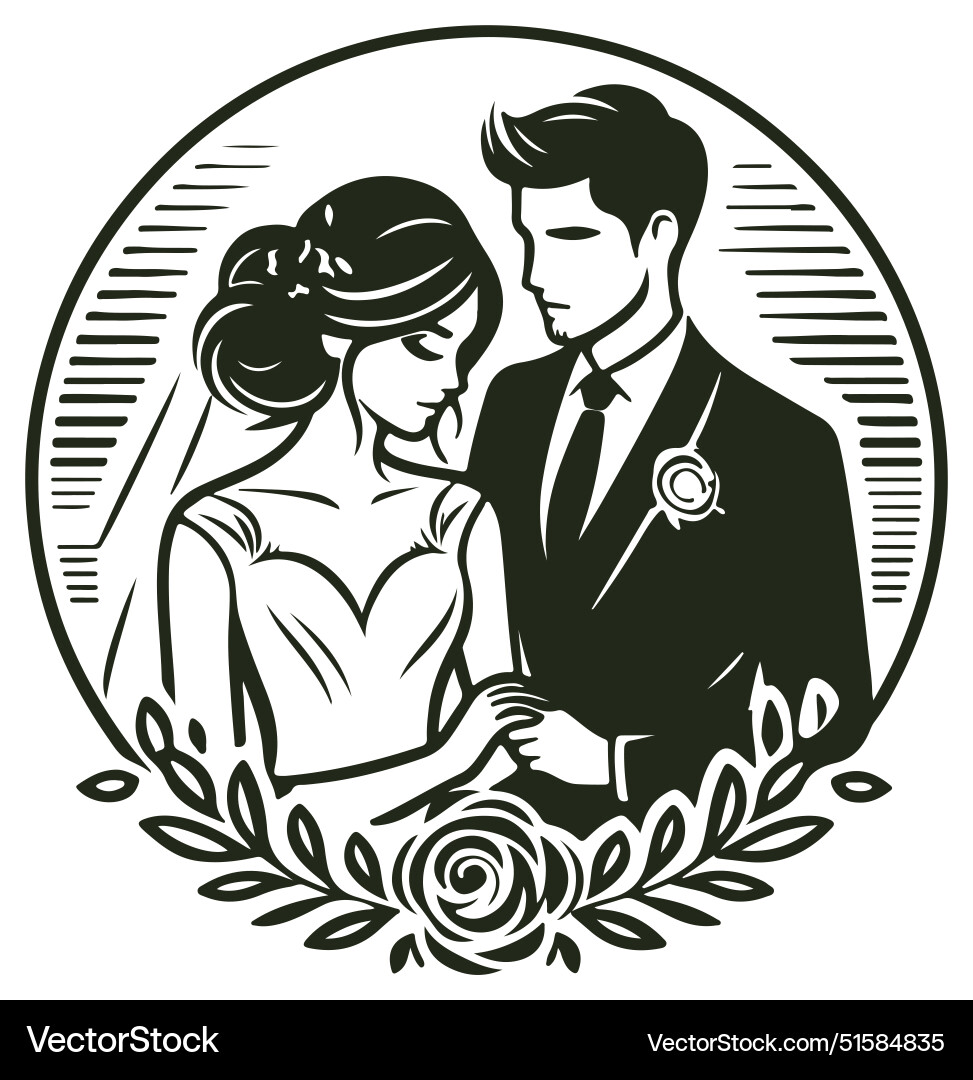 One continuous drawn line wedding from Royalty Free Vector