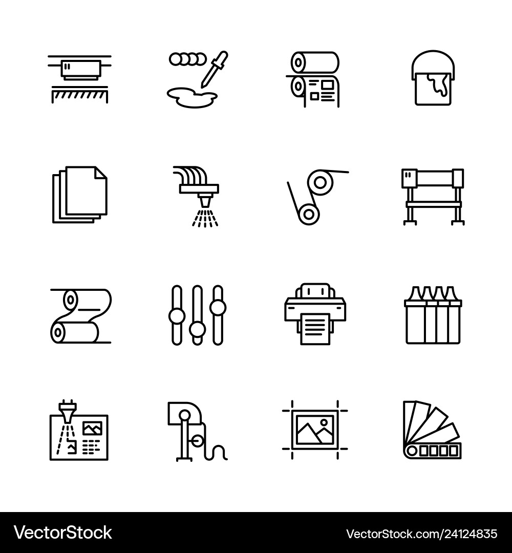Printing house simple icon set contains Royalty Free Vector