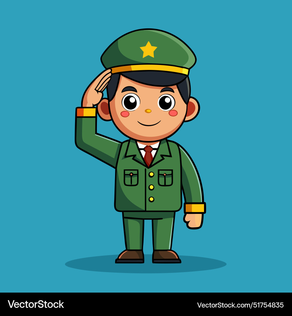 Soldier salute cartoon icon Royalty Free Vector Image