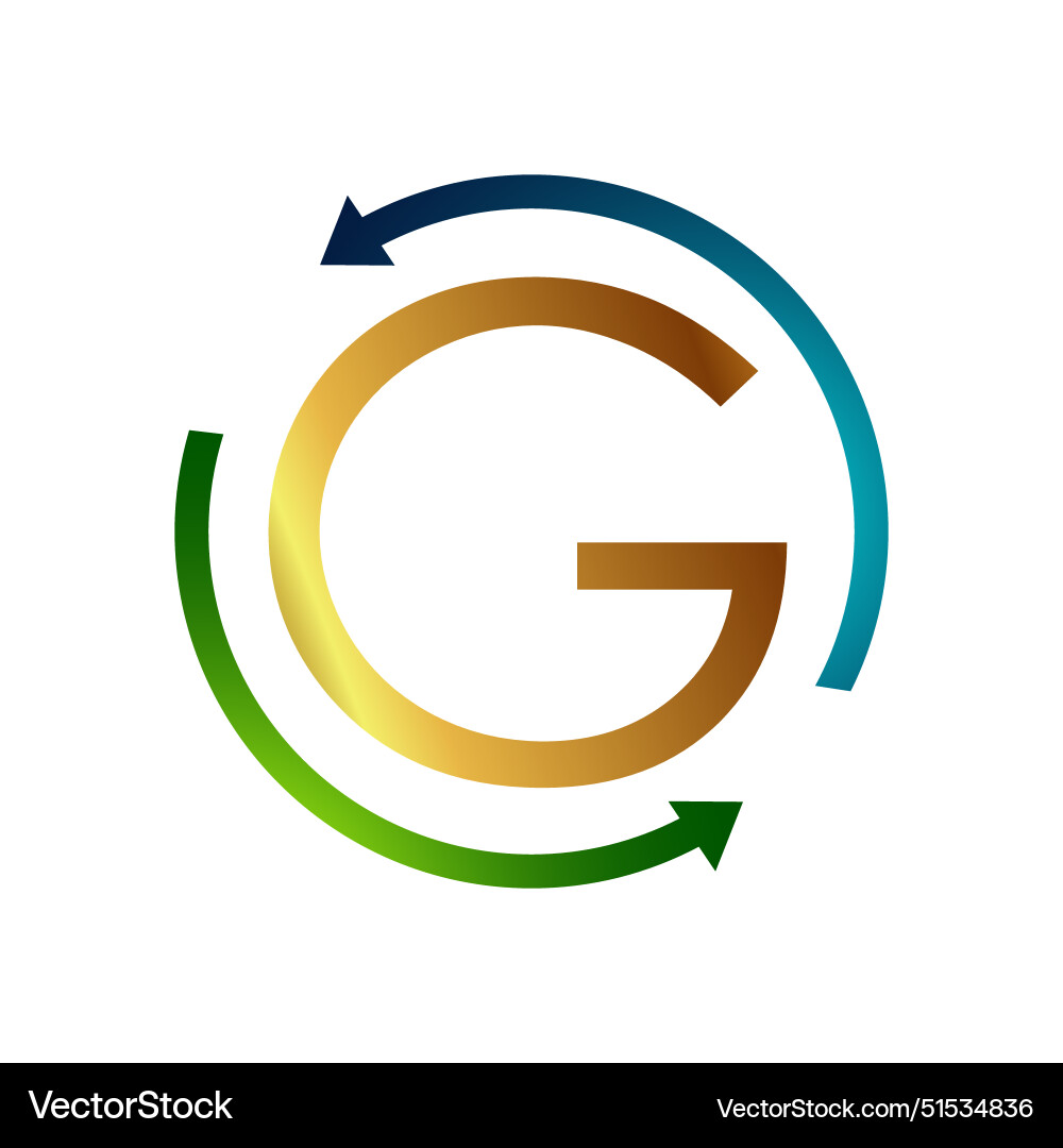 Circle letter g logo with flowing round arrow Vector Image