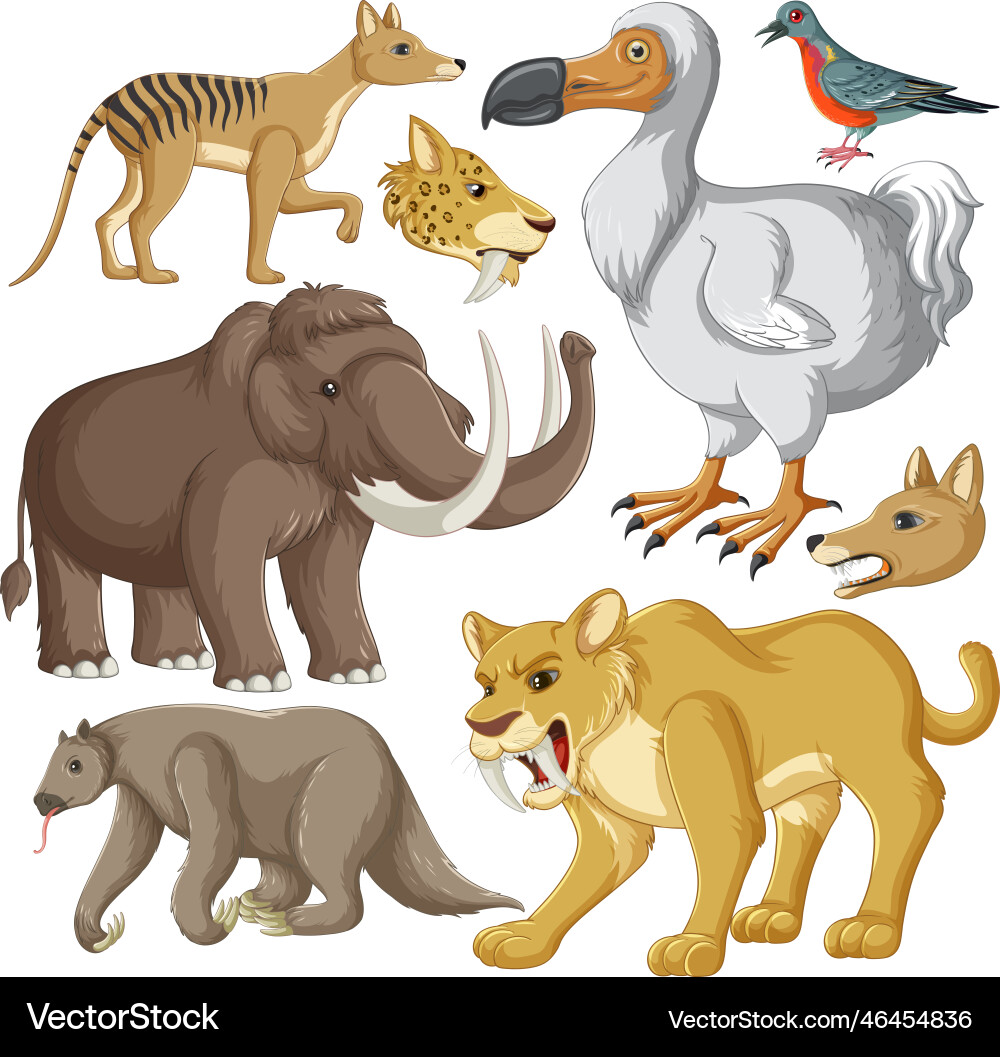 Collection of extinct animals Royalty Free Vector Image