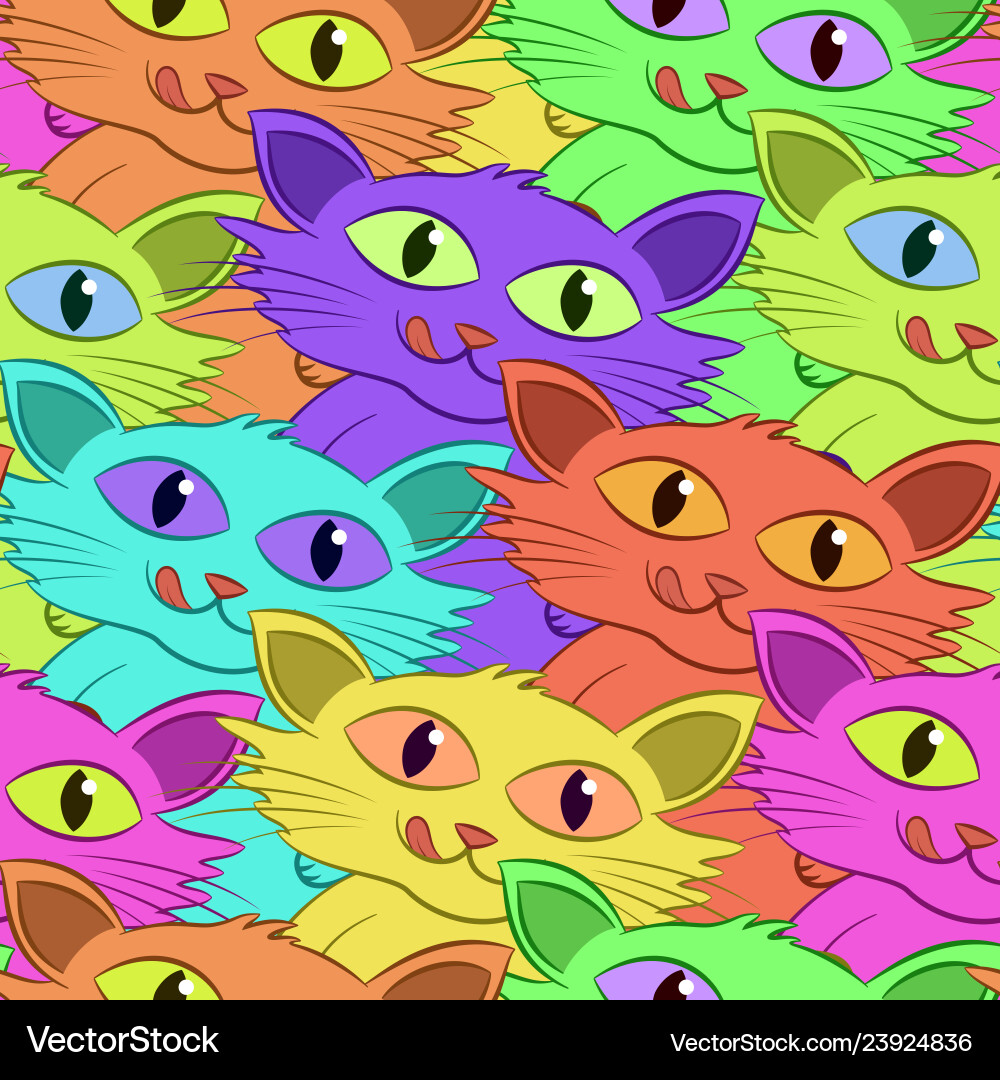 Cute Cartoon Cat Tile Pattern Royalty Free Vector Image