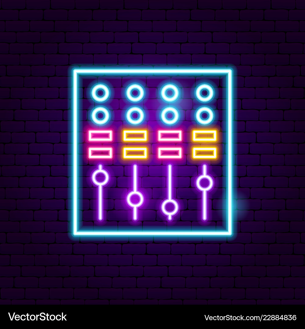 Neon DJ Mixer Sign Royalty Free Vector Image - VectorStock