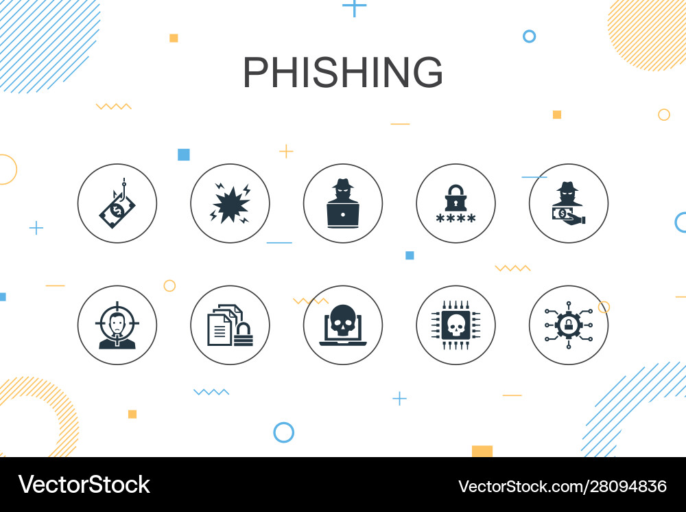 Phishing trendy infographic template thin line Vector Image