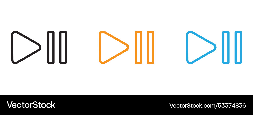 Play pause icon thin line set Royalty Free Vector Image