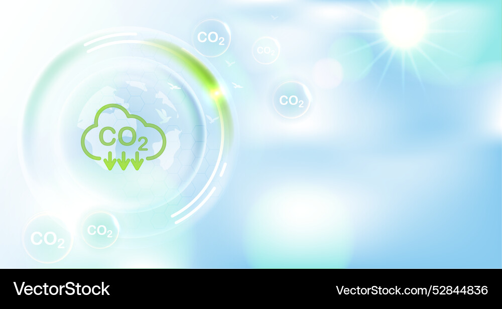 Reduce co2 or carbon concept in bubbles Royalty Free Vector