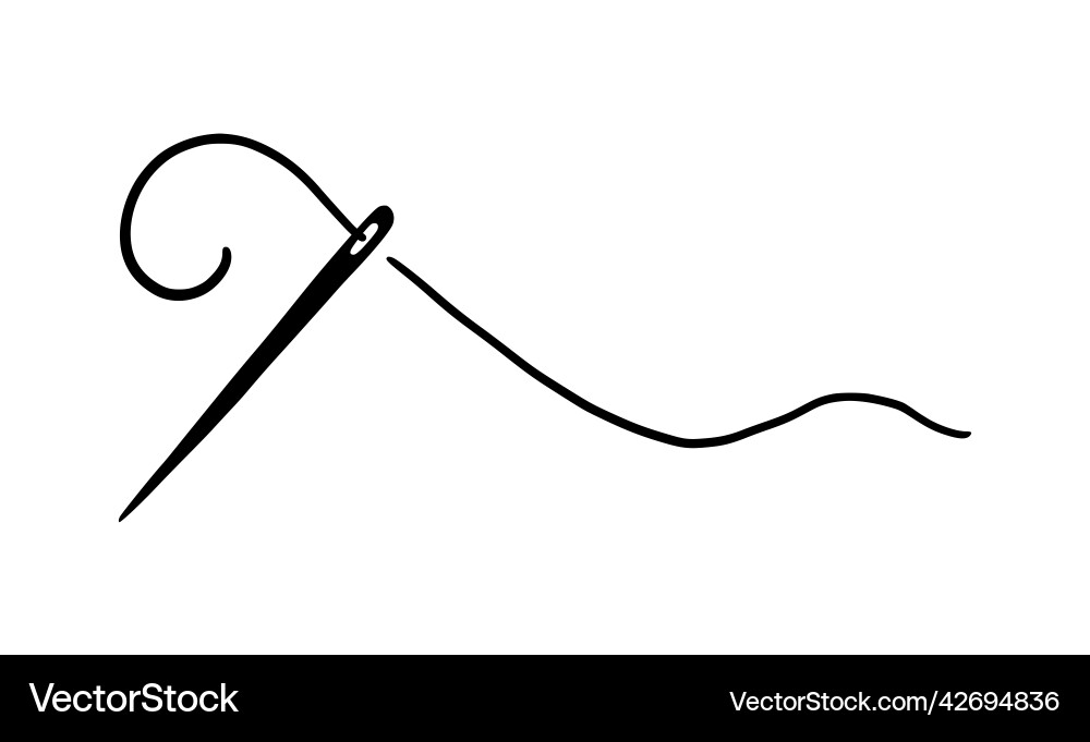 Tailor needle with thread Royalty Free Vector Image