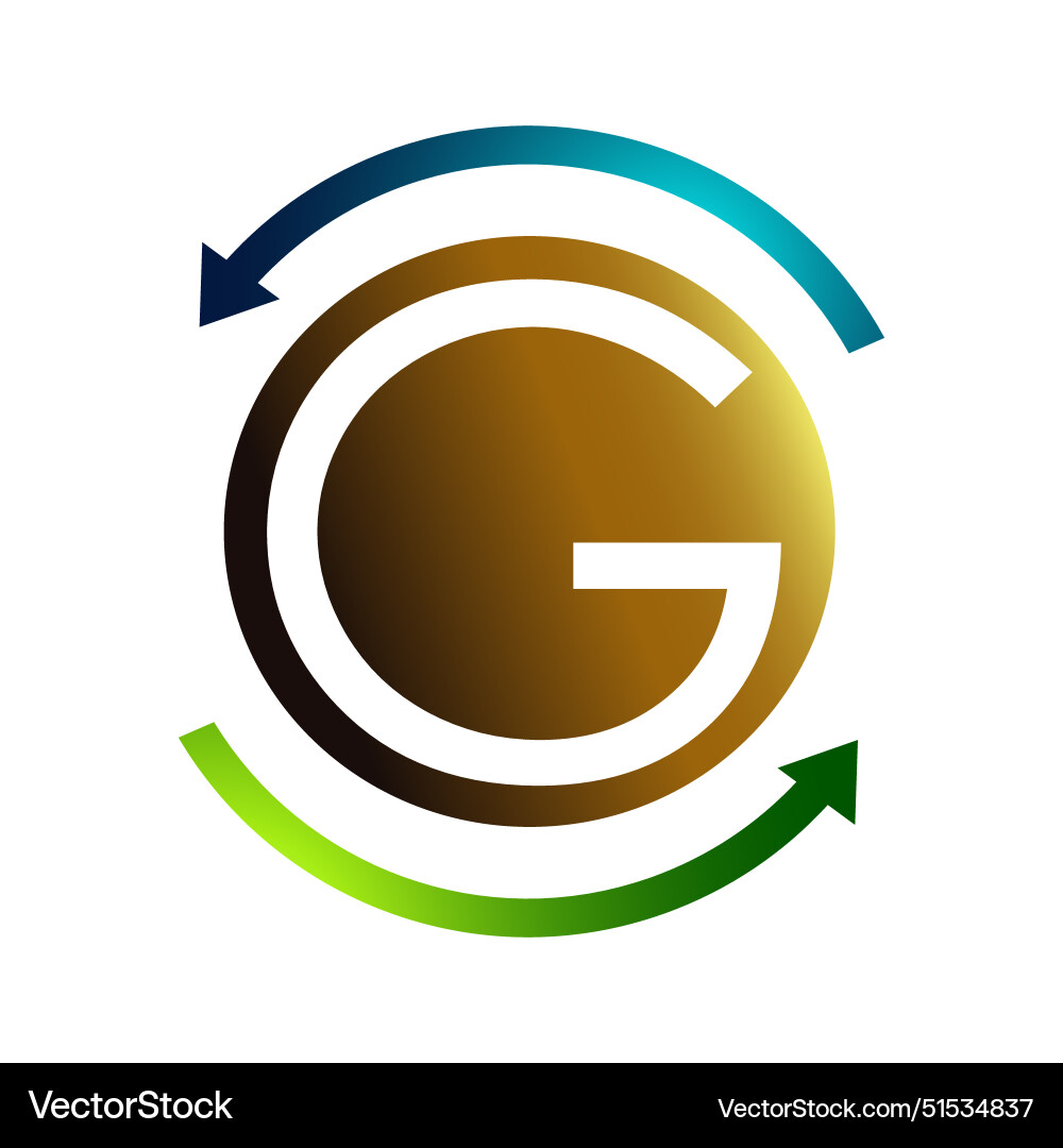 Circle letter g logo with flowing round arrow Vector Image