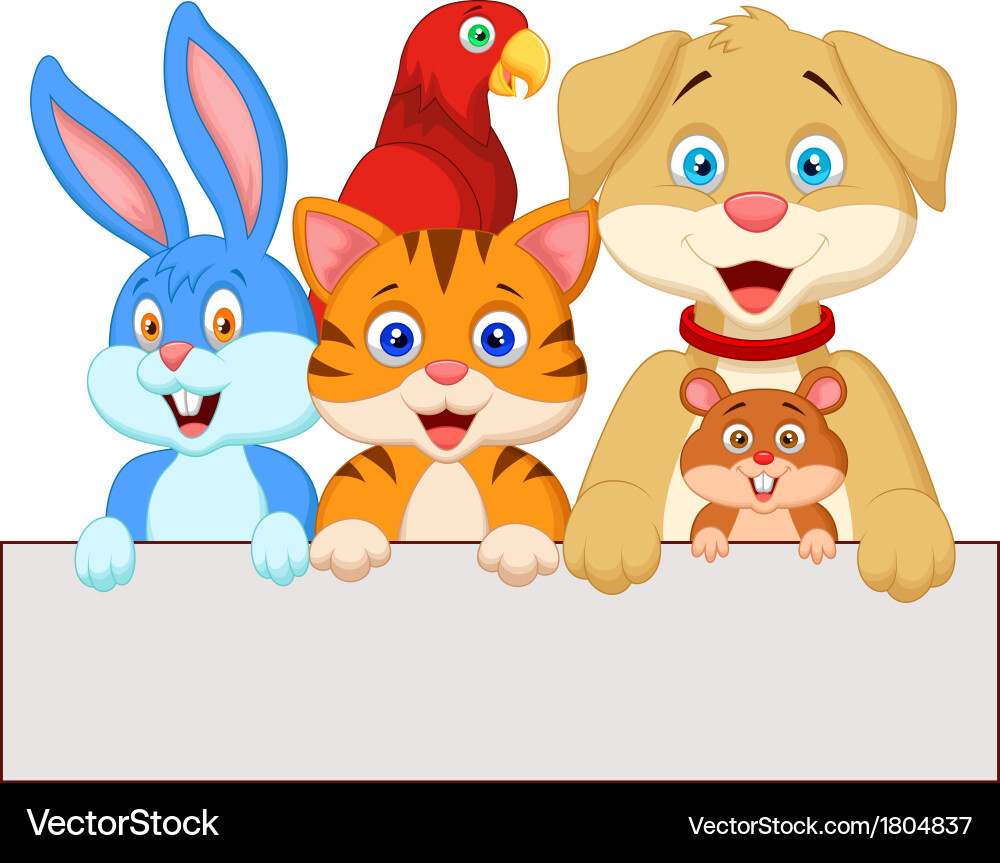 Cute Pet Animals with Paper Royalty Free Vector Image