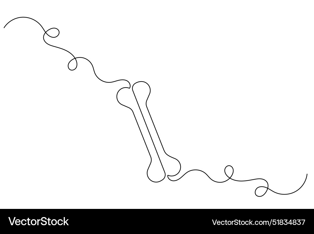 Dog bone continuous one line drawing Royalty Free Vector