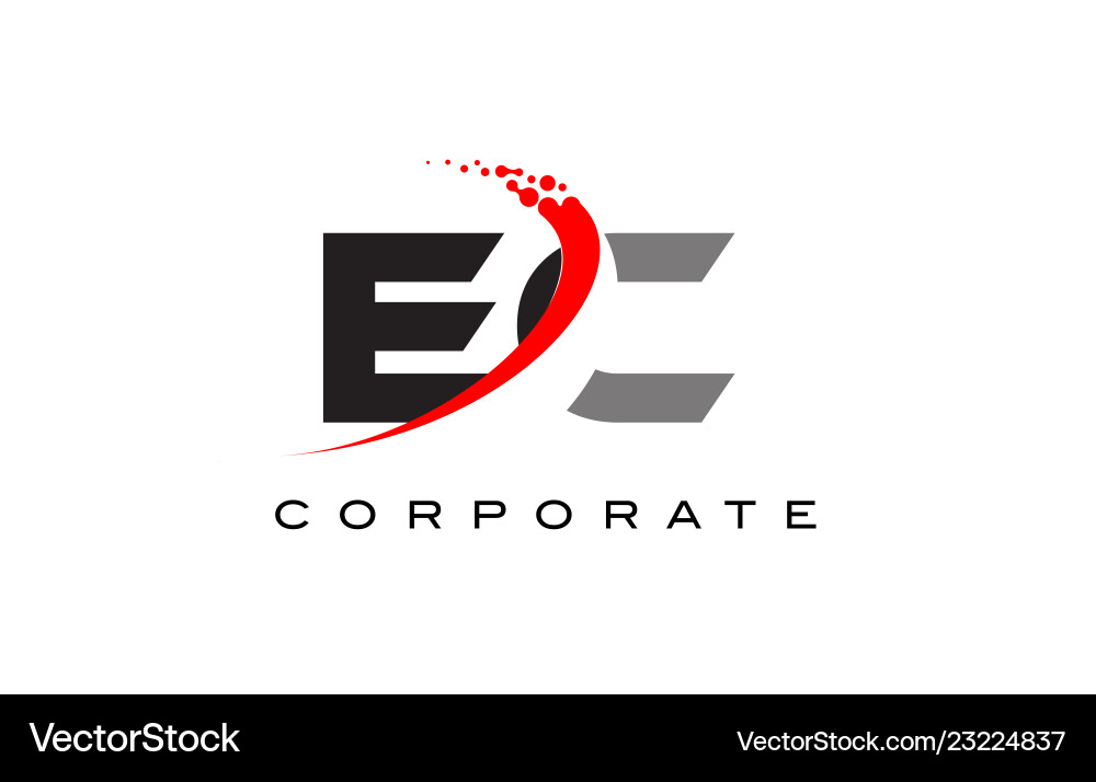 EC Letter Logo with Swoosh & Dots Royalty Free Vector
