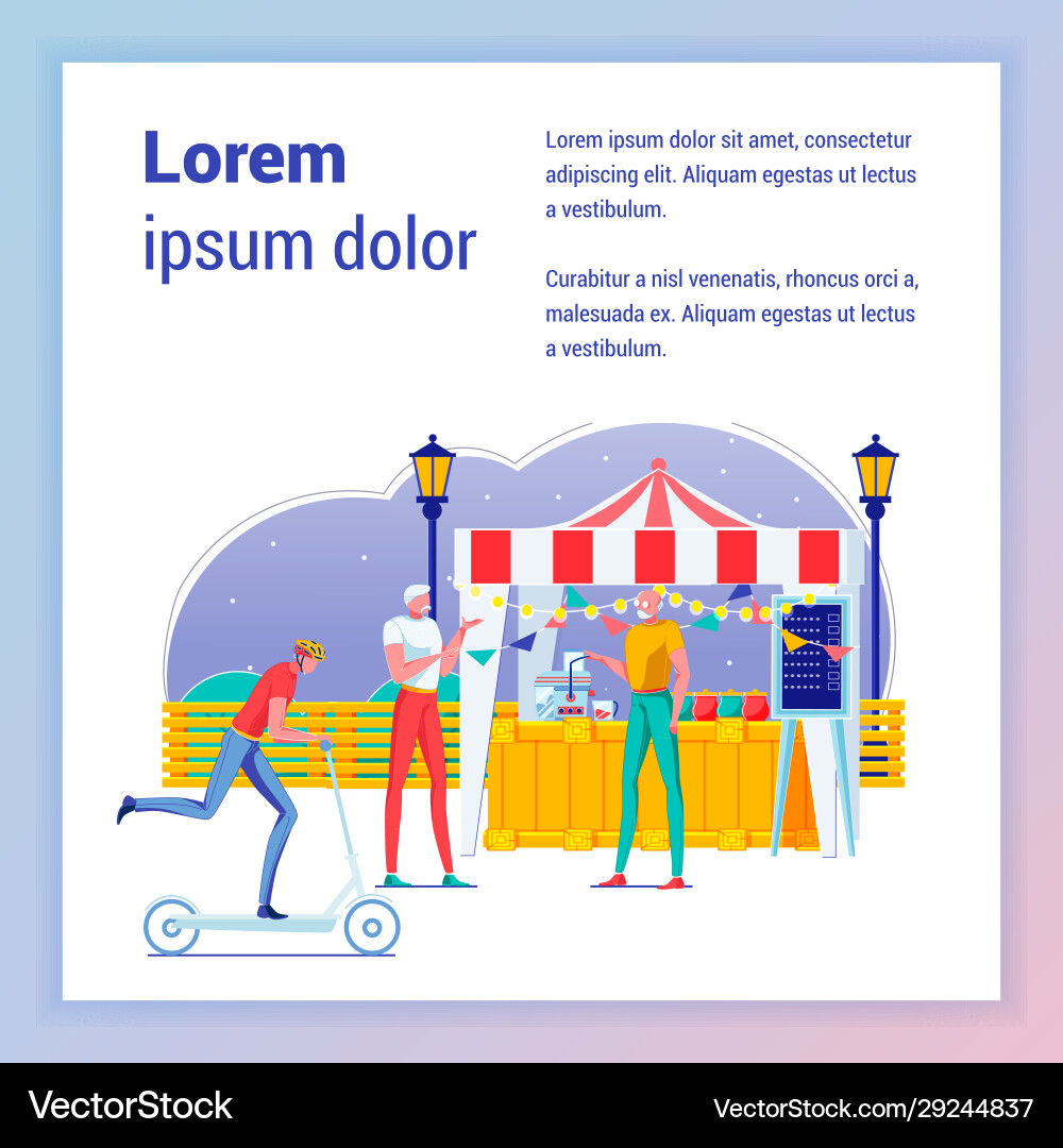 Food booth stand flat banner template Royalty Free Vector