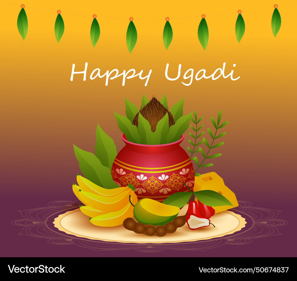 Happy ugadi template greeting Royalty Free Vector Image