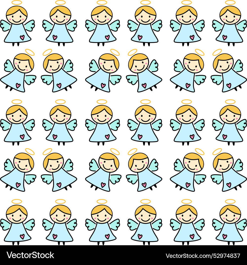 Little blue angels pattern background Royalty Free Vector