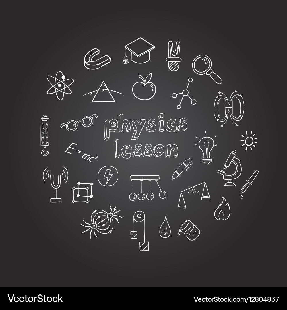 Physics hand drawn icons collection Royalty Free Vector