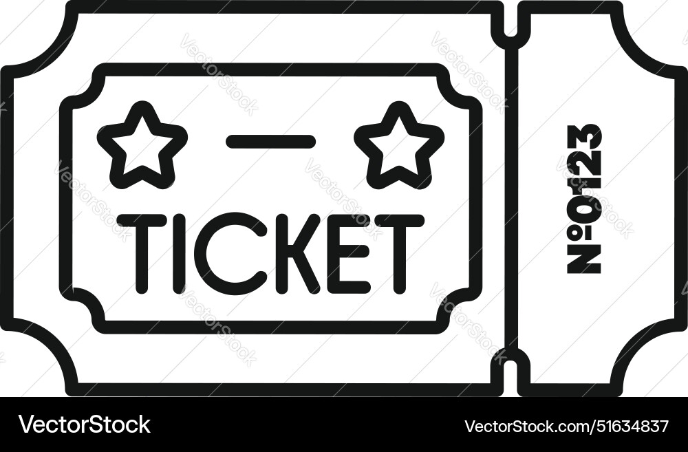 Simple ticket icon with stars representing Vector Image