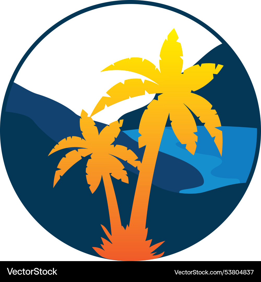 Sunset beach logo icon pro Royalty Free Vector Image