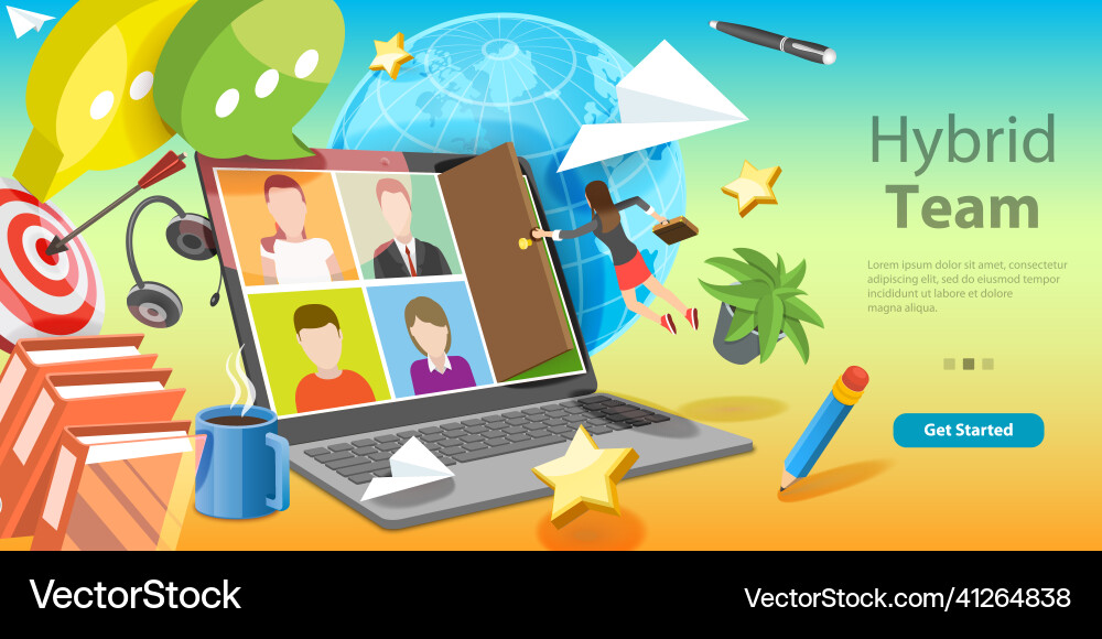 3d conceptual of hybrid team Royalty Free Vector Image