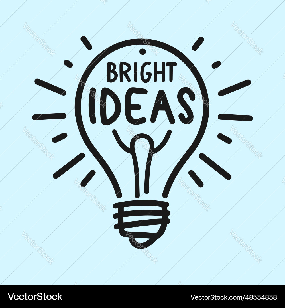 A light bulb with the words bright ideas Vector Image