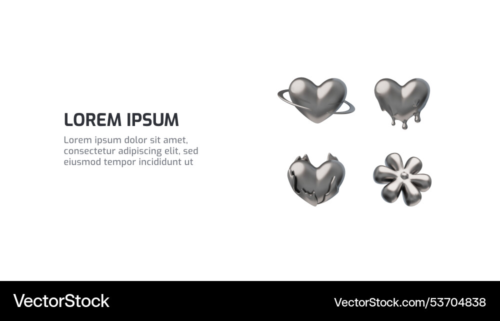 A poster with shiny silver 3d shapes Royalty Free Vector