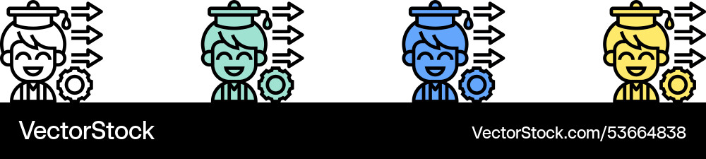 Apprentice icon outline green blue and yellow Vector Image