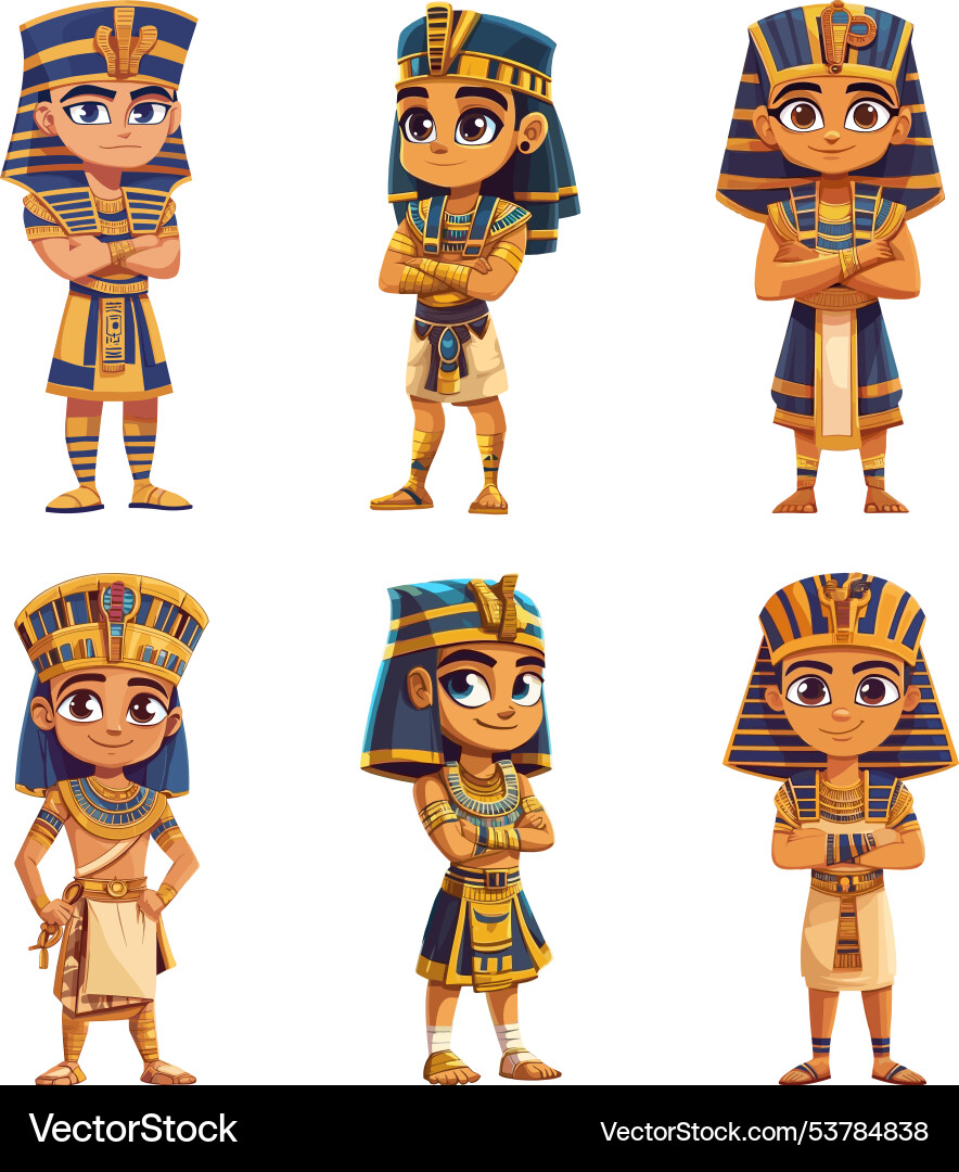 Cartoon pharaohs cute pharaoh child boy Royalty Free Vector