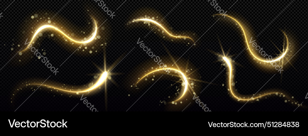 Gold magic star trail with glitter and light dust Vector Image