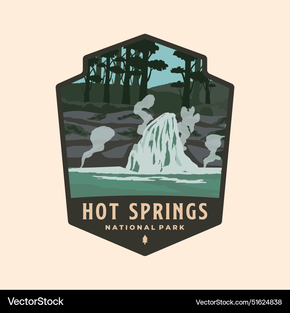Hot springs national park logo patch design Vector Image