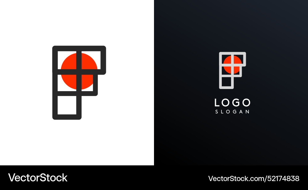 Letter f modern logo featuring geometric shapes Vector Image