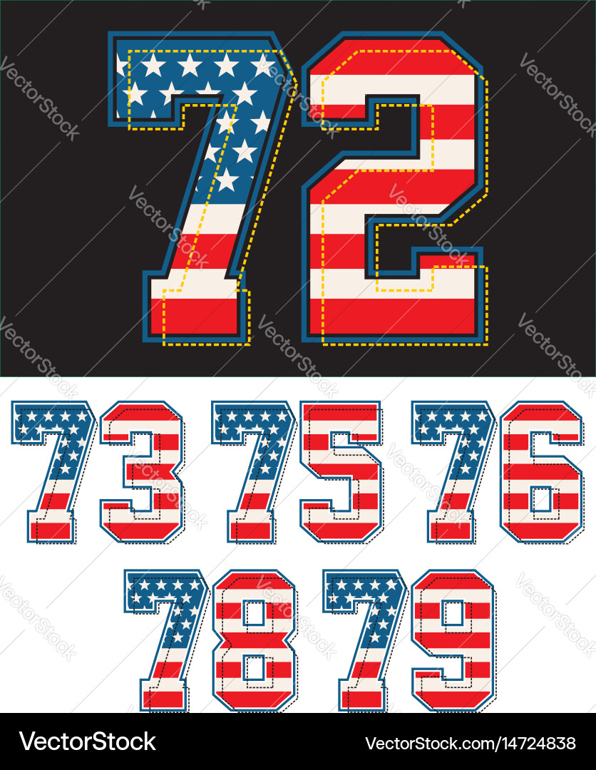 Set america flag number Royalty Free Vector Image