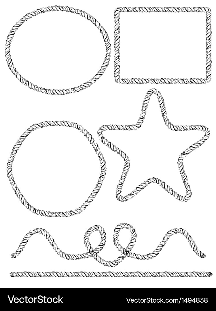 Set of hand drawn rope frames Royalty Free Vector Image