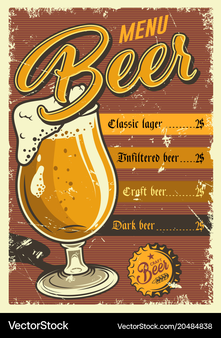 Vintage pub poster design Royalty Free Vector Image