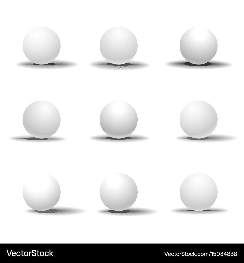 White 3d sphere set with shadows Royalty Free Vector Image