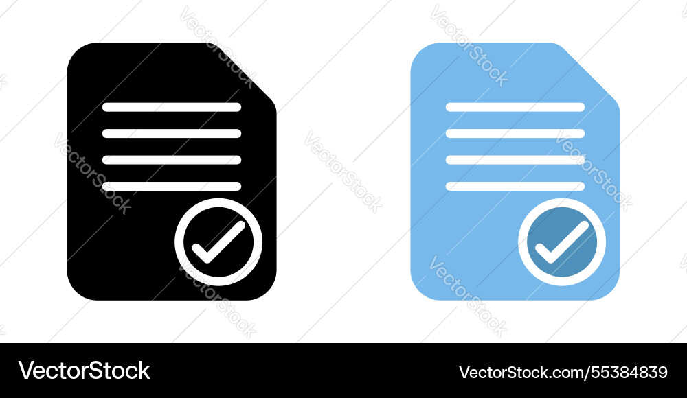Accept document icons pack in black and colored Vector Image