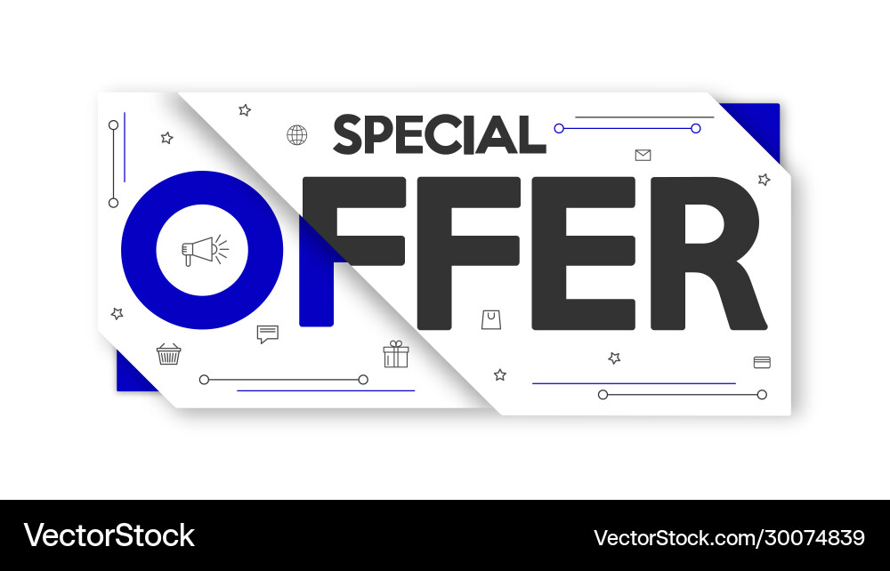 Blue black and white special offer banner layout Vector Image