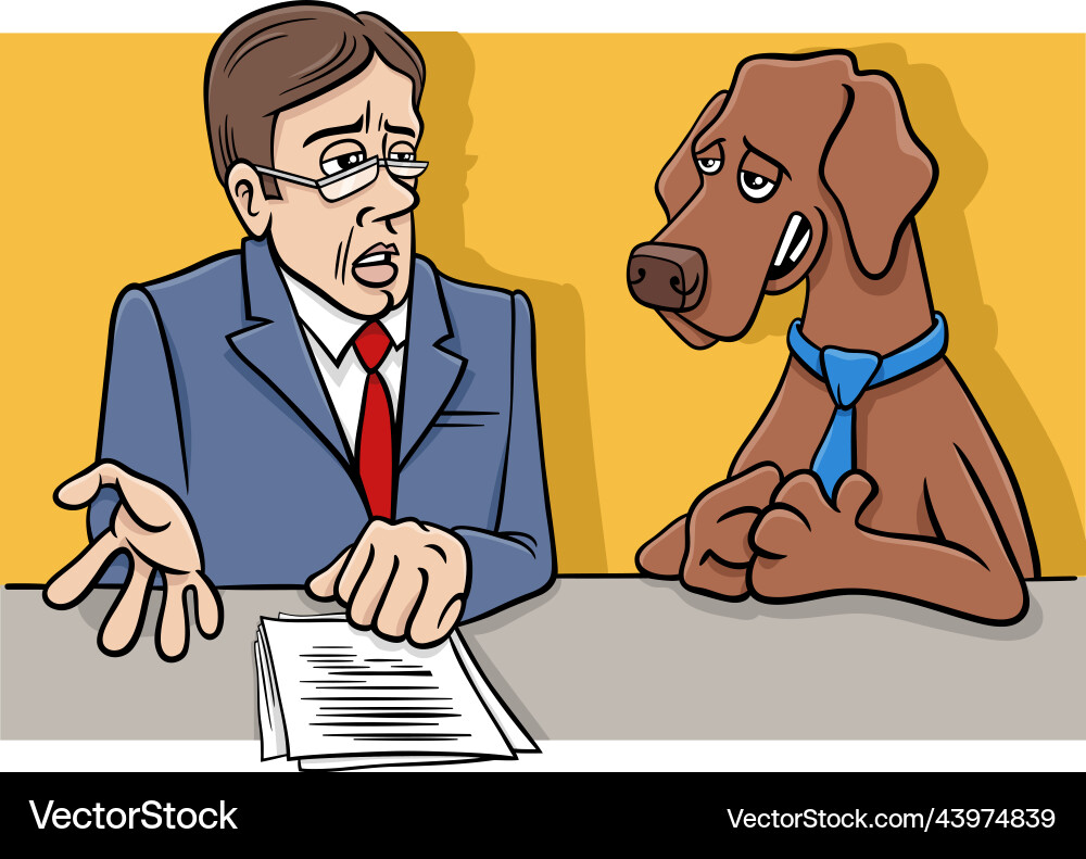 Cartoon dog giving an interview on television Vector Image