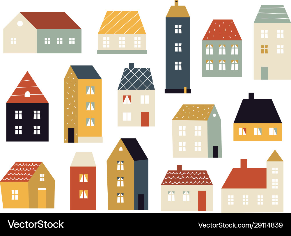 Cartoon houses various small cute simple Vector Image