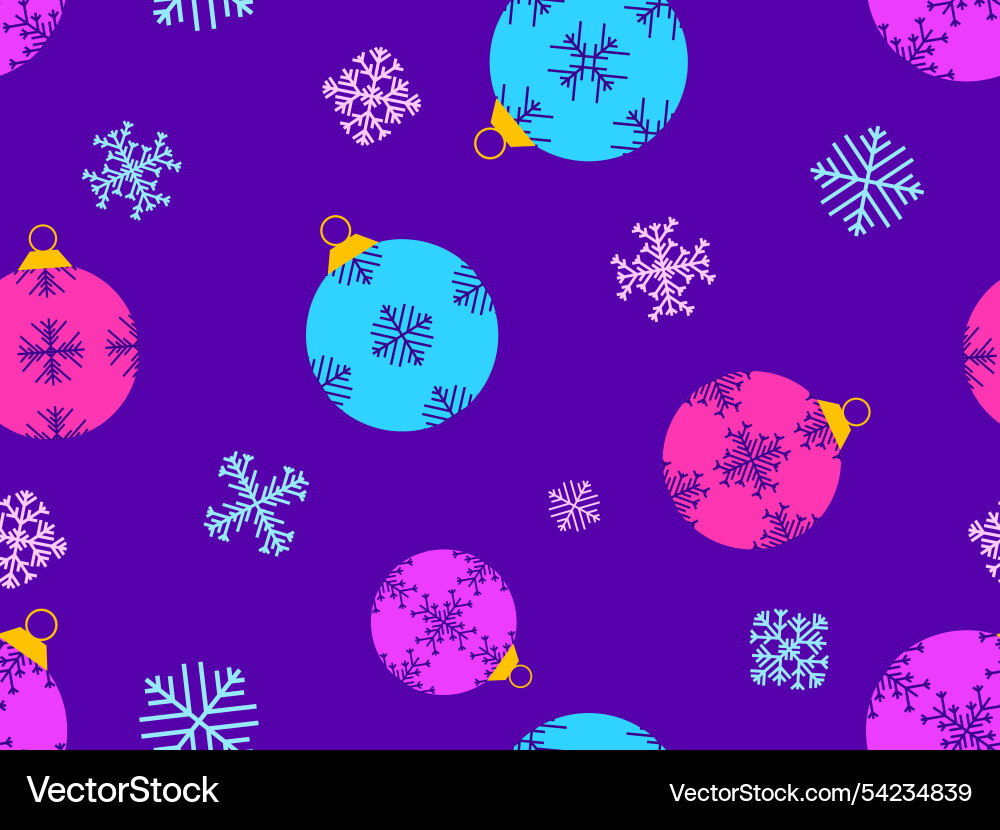 Christmas balls seamless pattern tree Royalty Free Vector