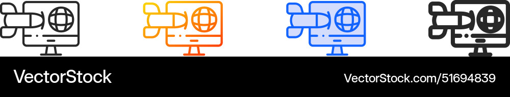 Ddos iconthin linear gradient blue stroke Vector Image