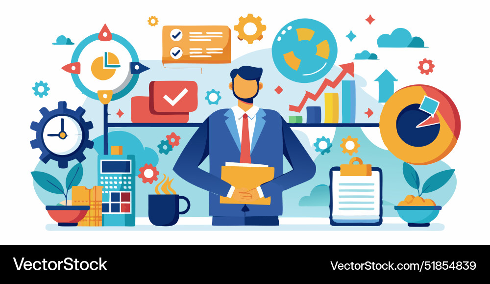 Dynamic leadership drives efficient workflows Vector Image