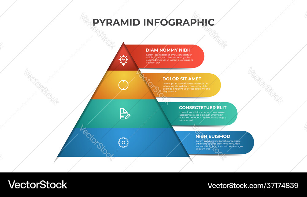 Pyramid infographic template with 4 levels Vector Image