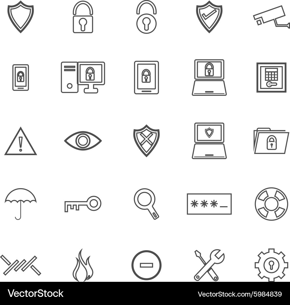 Security line icons on white background Royalty Free Vector
